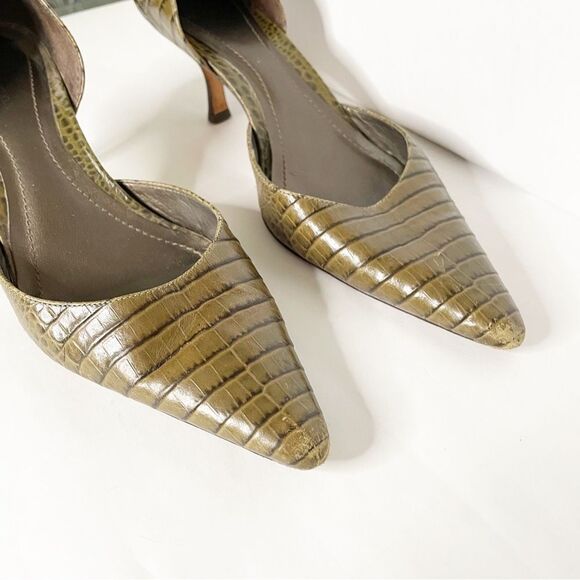 Ann Taylor | Shoes | Anntaylor Croc Embossed Leather Kitten Heels 75 ...
